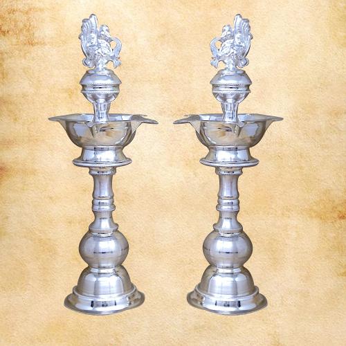 Peacock Silver Deepa Lamps